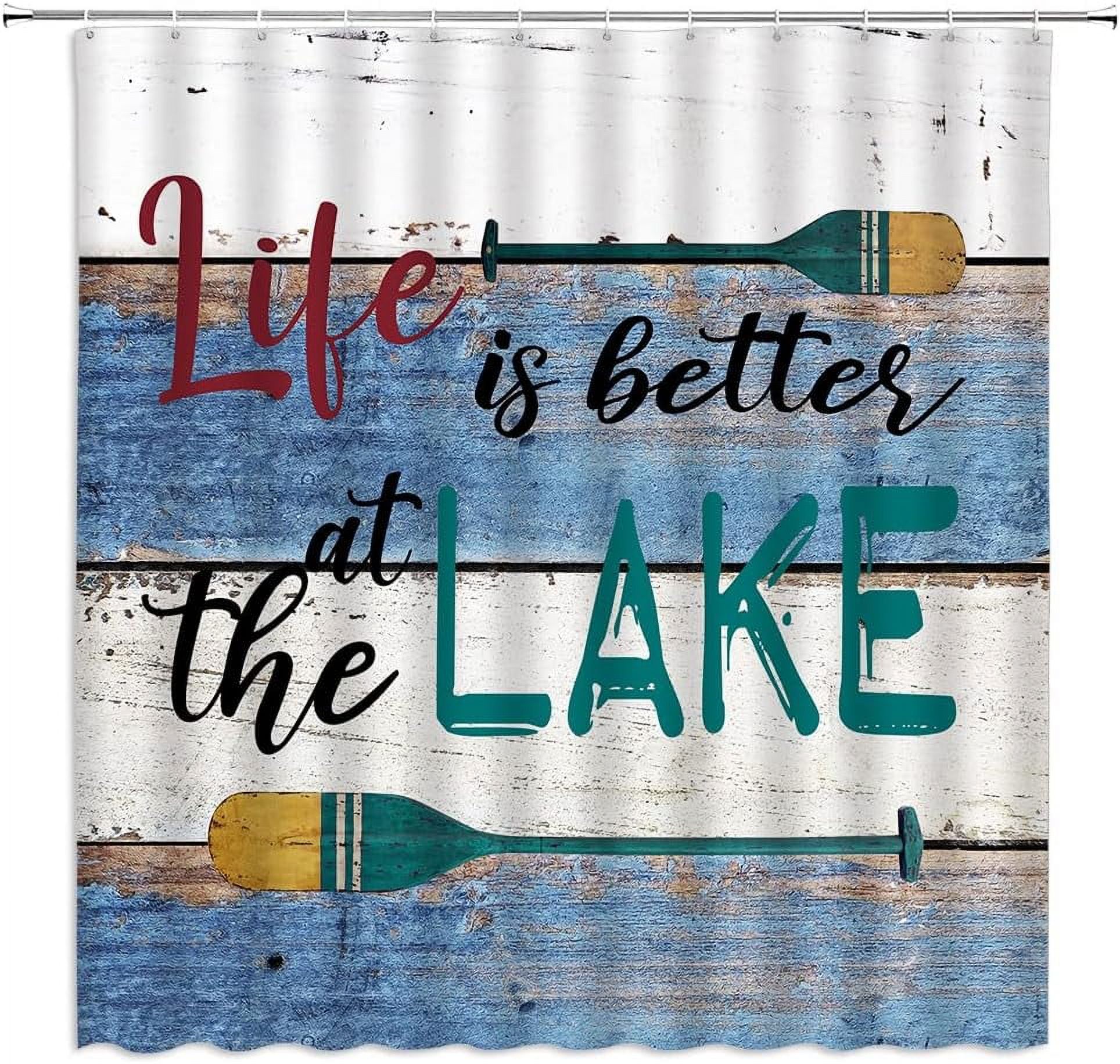 Rustic Lake Cabin Shower Curtain Relax Inspirational Quotes Motivation ...