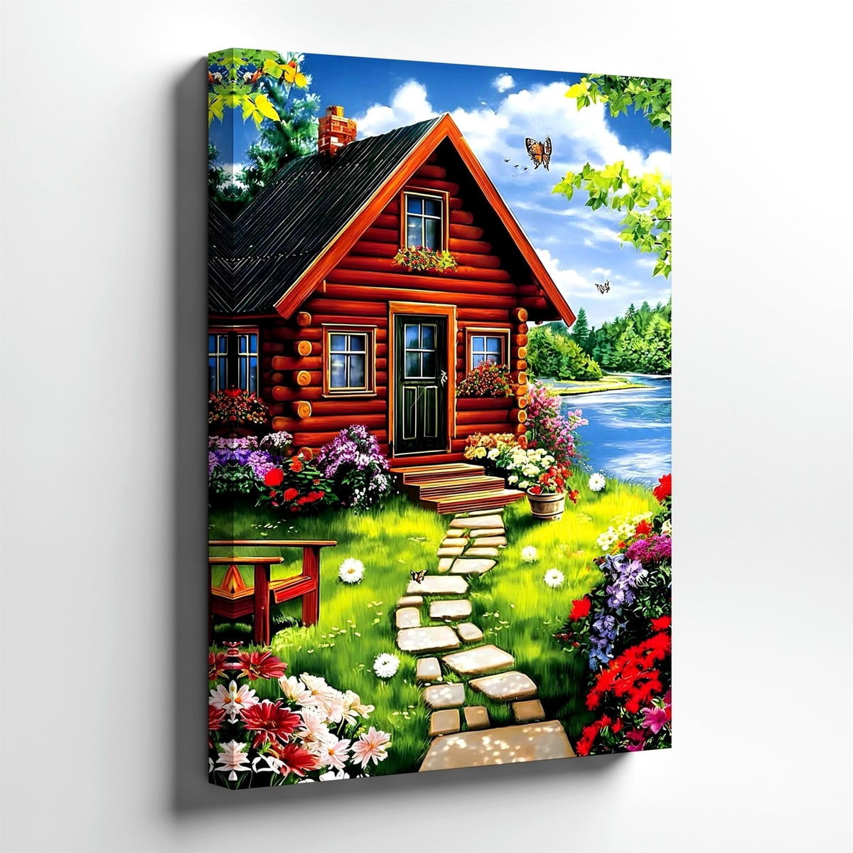 Rustic Lake Cabin Wall Art Print, Nature Decor - Walmart.com