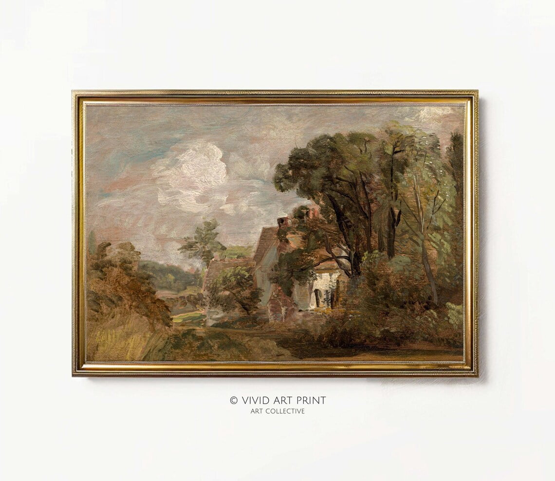 Rustic Landscape Art "A House In The Woods" Romantic Painting Home ...