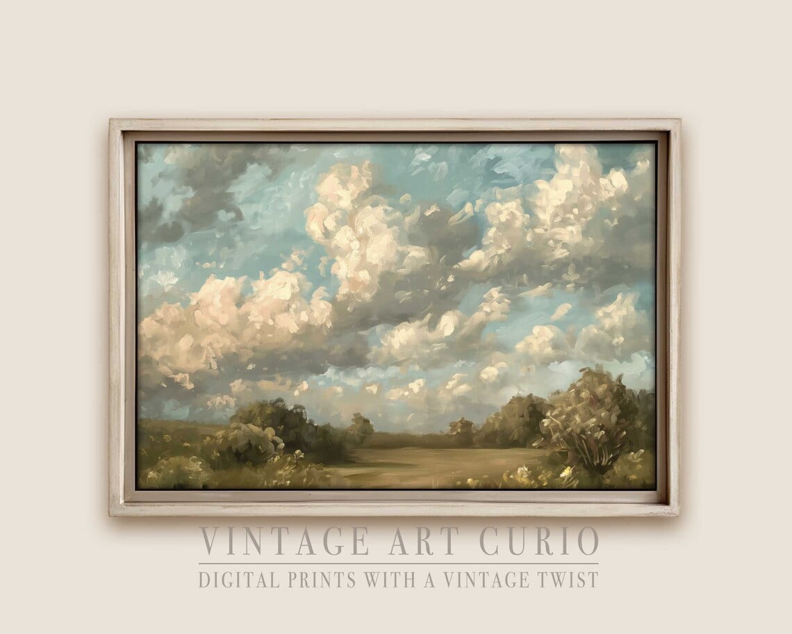 Rustic Landscape Print,Art For Farmhouse Decor, Elegant Vintage Pastel ...