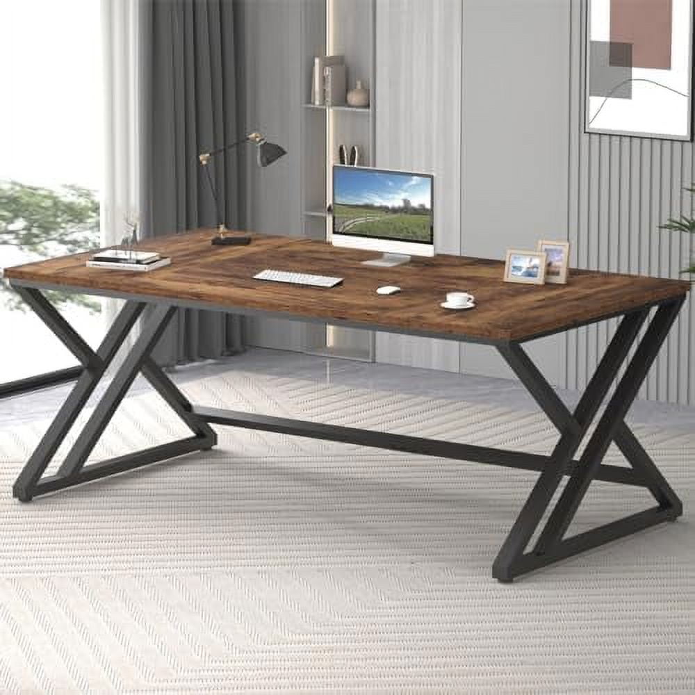 Rustic Large Computer Desk Industrial Extra Long Office Desk Wood Pc ...