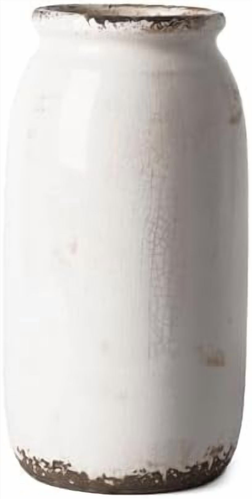 Rustic Large White Vase for Home Decor, 10'' Tall Ceramic Vases for ...