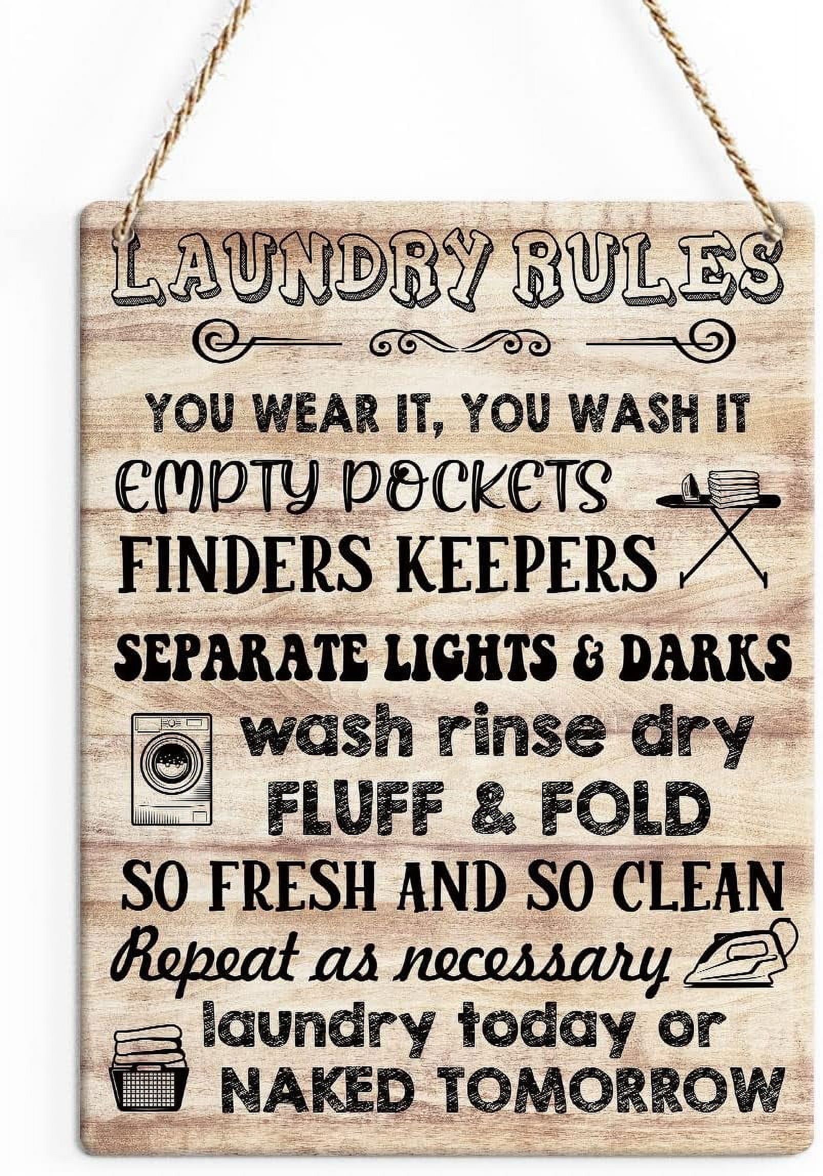 Rustic Laundry Wood Decor Sign, Laundry Rules You Wear It You Wash It ...