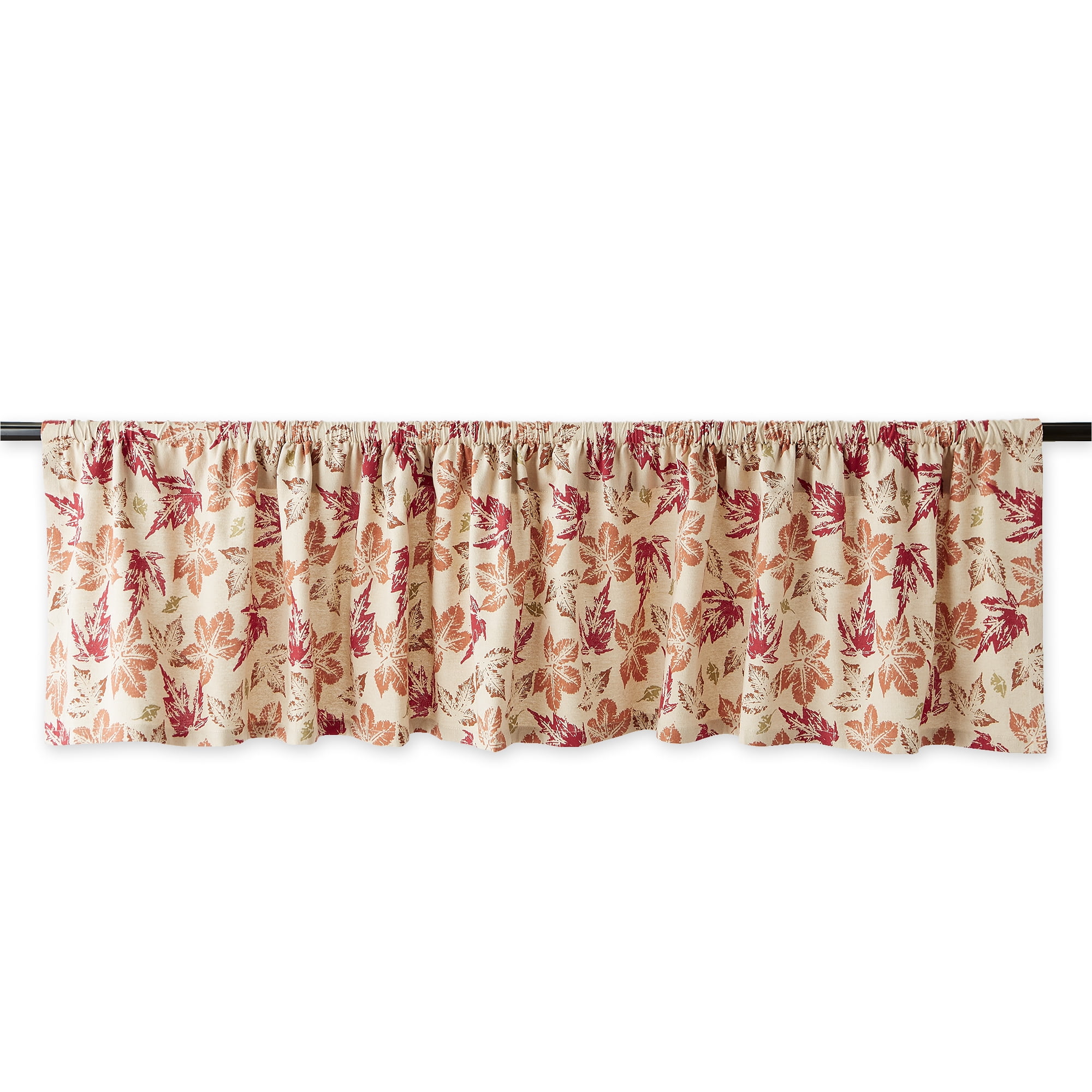 Rustic Leaves Multi-Color Printed Cotton Fabric Window Valance 72x14 ...