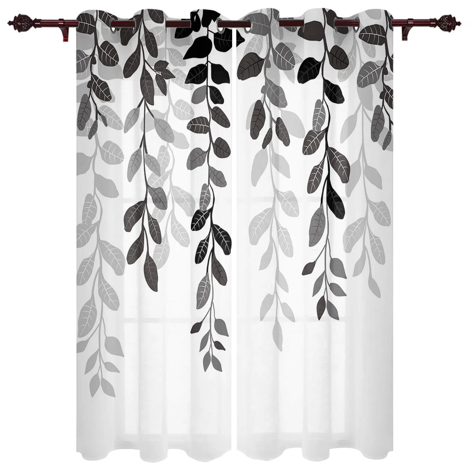 Rustic Leaves Plants Modern Window Curtains for Living Room Luxury ...