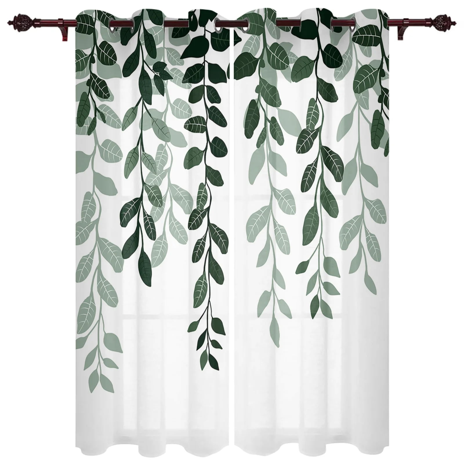Rustic Leaves Plants Window Curtains for Living Room Bedroom Curtain ...