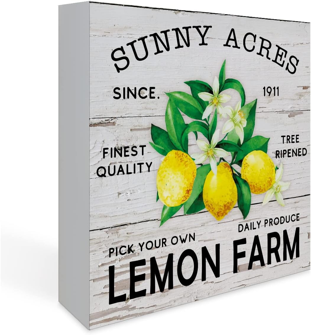 Rustic Lemon Farm Wood Box Sign, Farmhouse Lemon Artwork Decor, Lemon ...