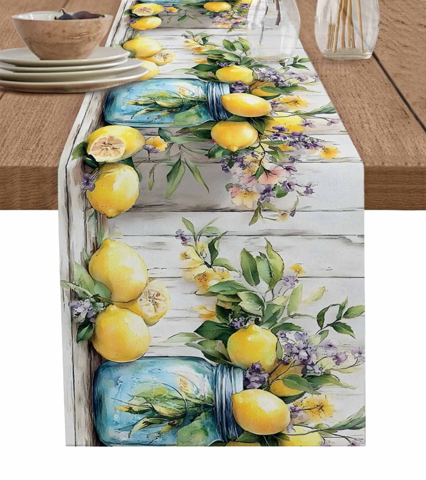 Rustic Lemon Vases Burlap Cotton Table Runner 16x72 Inches Long ...