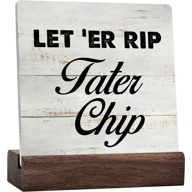 Rustic Let 'Er Rip Sign Humor Bathroom Ceramic Table Sign Farmhouse ...
