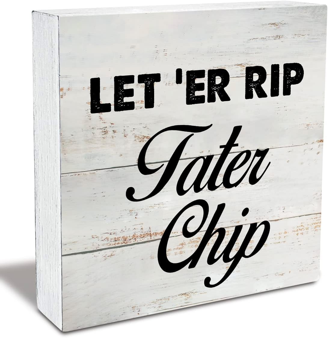 Rustic Let 'Er Rip Wood Box Sign Humor Bathroom Wooden Box Sign ...