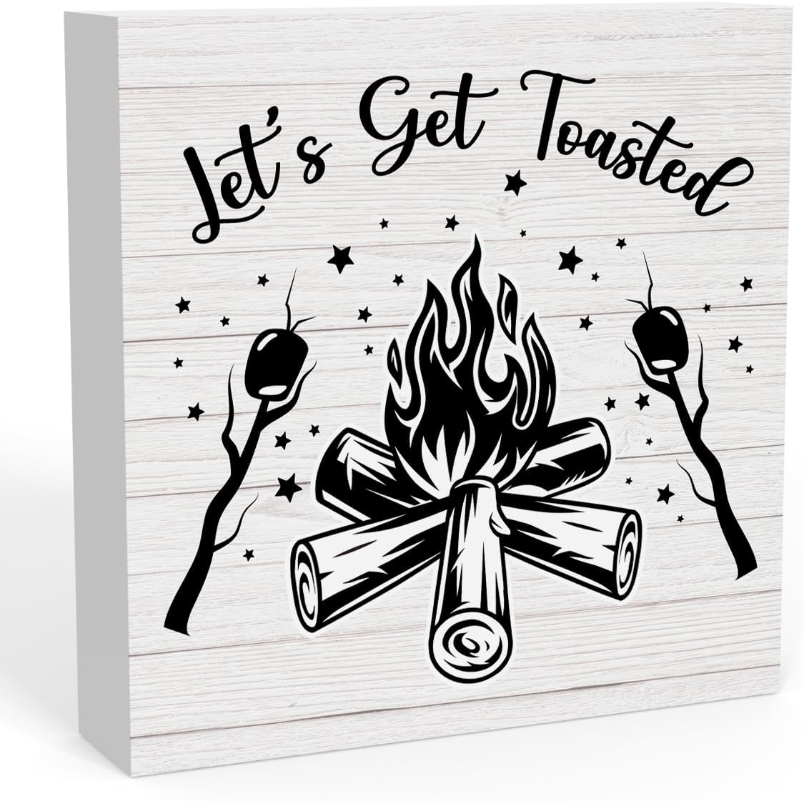 Rustic Let's Get Toasted Campfire Wood Box Sign, Farmhouse Camping ...