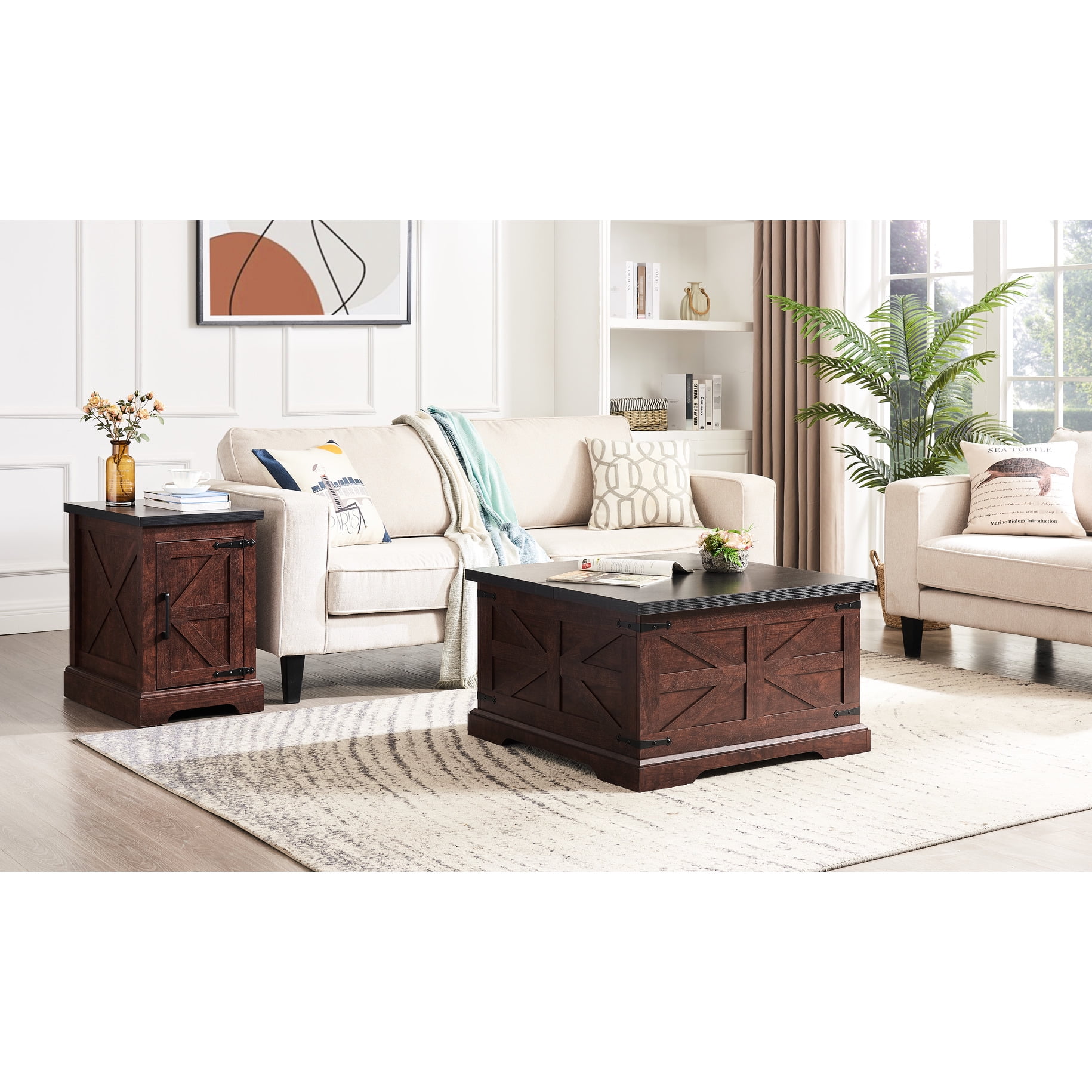 Rustic Lift Top Cocktail Table With Plentiful Storage, Character ...