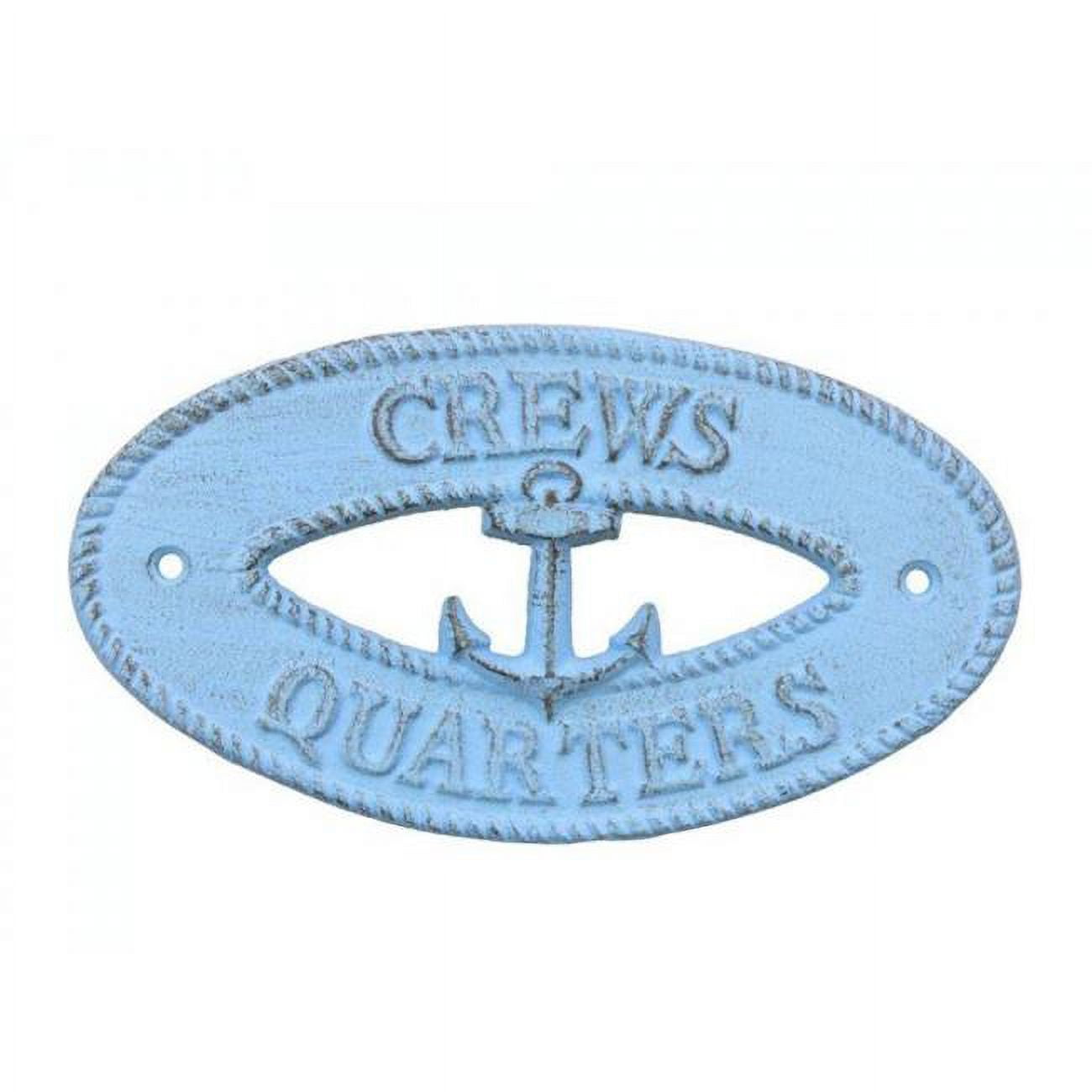Rustic Light Blue Cast Iron Crews Quarters with Anchor Sign 8" - Metal ...