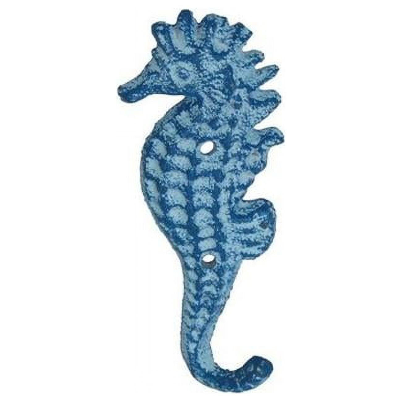 Handcrafted Model Ships 7 in. Rustic Light Blue Cast Iron Seahorse Hook ...