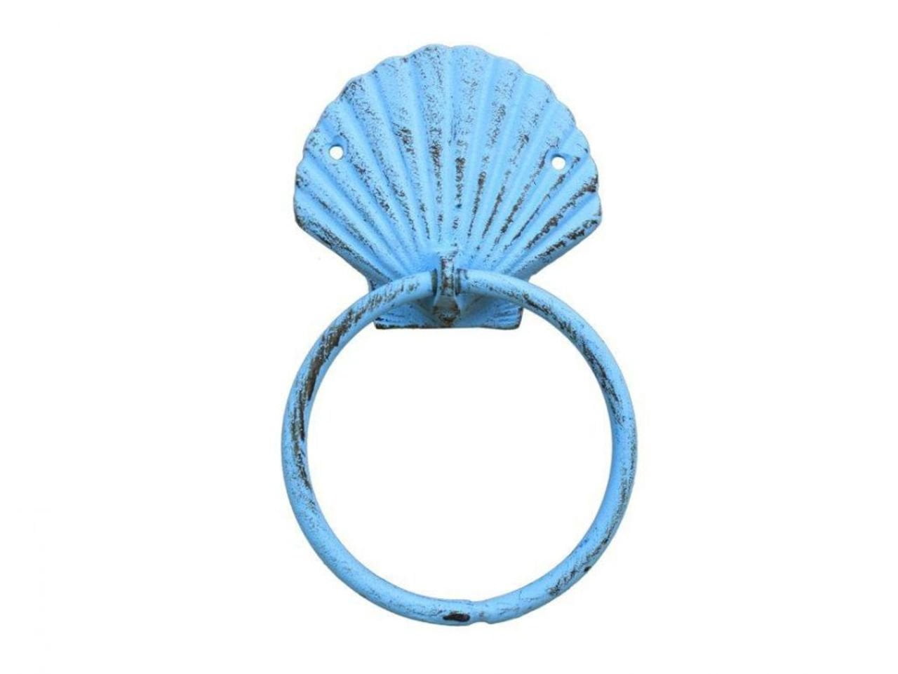 Hampton Nautical Rustic Seashell Towel Holder 8.5" Decoration-Antique ...