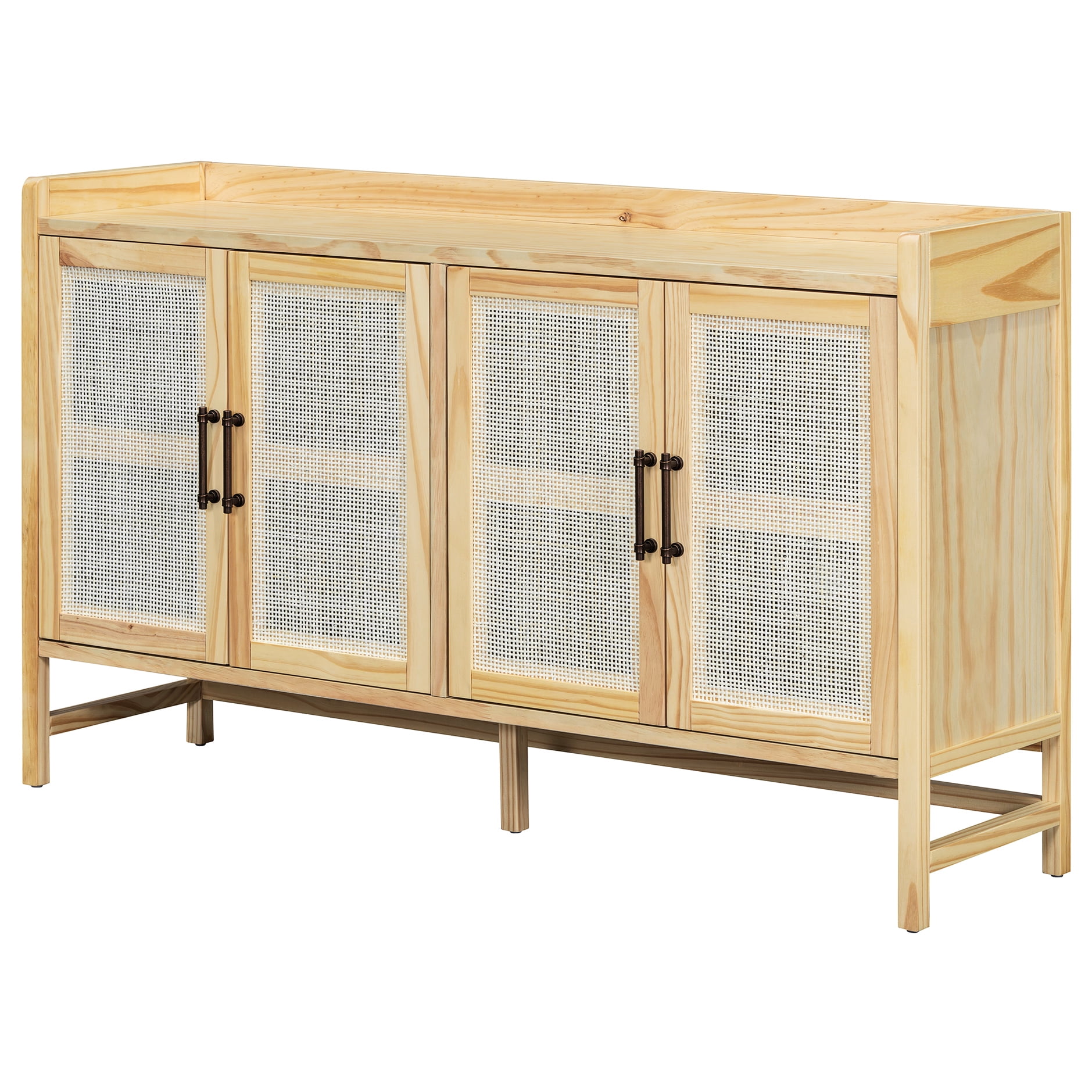 Rustic Living Room Sideboard With Storage And Cane Design Shoe Rack ...