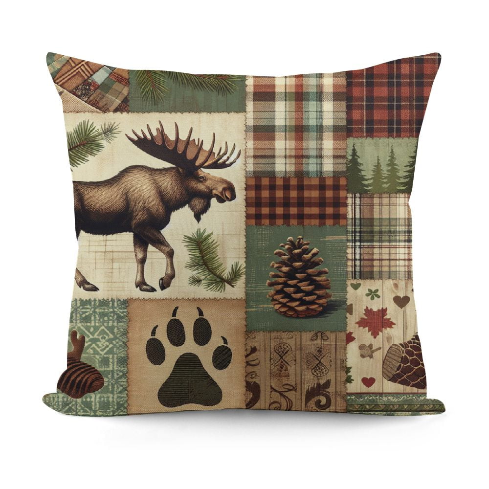 Rustic Lodge Bear Moose Deer Cushion Covers ,Countryside Hunting Theme ...