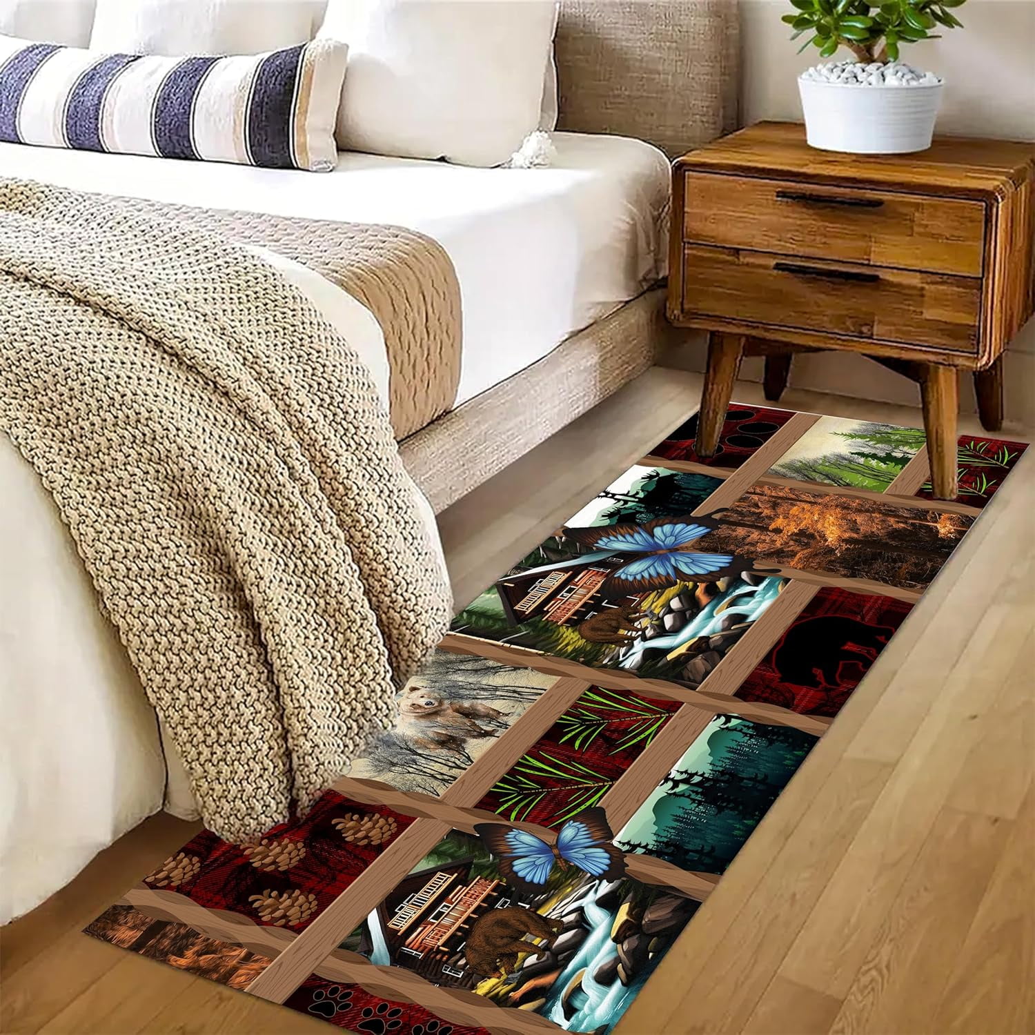 Rustic Lodge Bear Moose Deer Runner Rug, 2X6Ft, Western Farmhouse ...