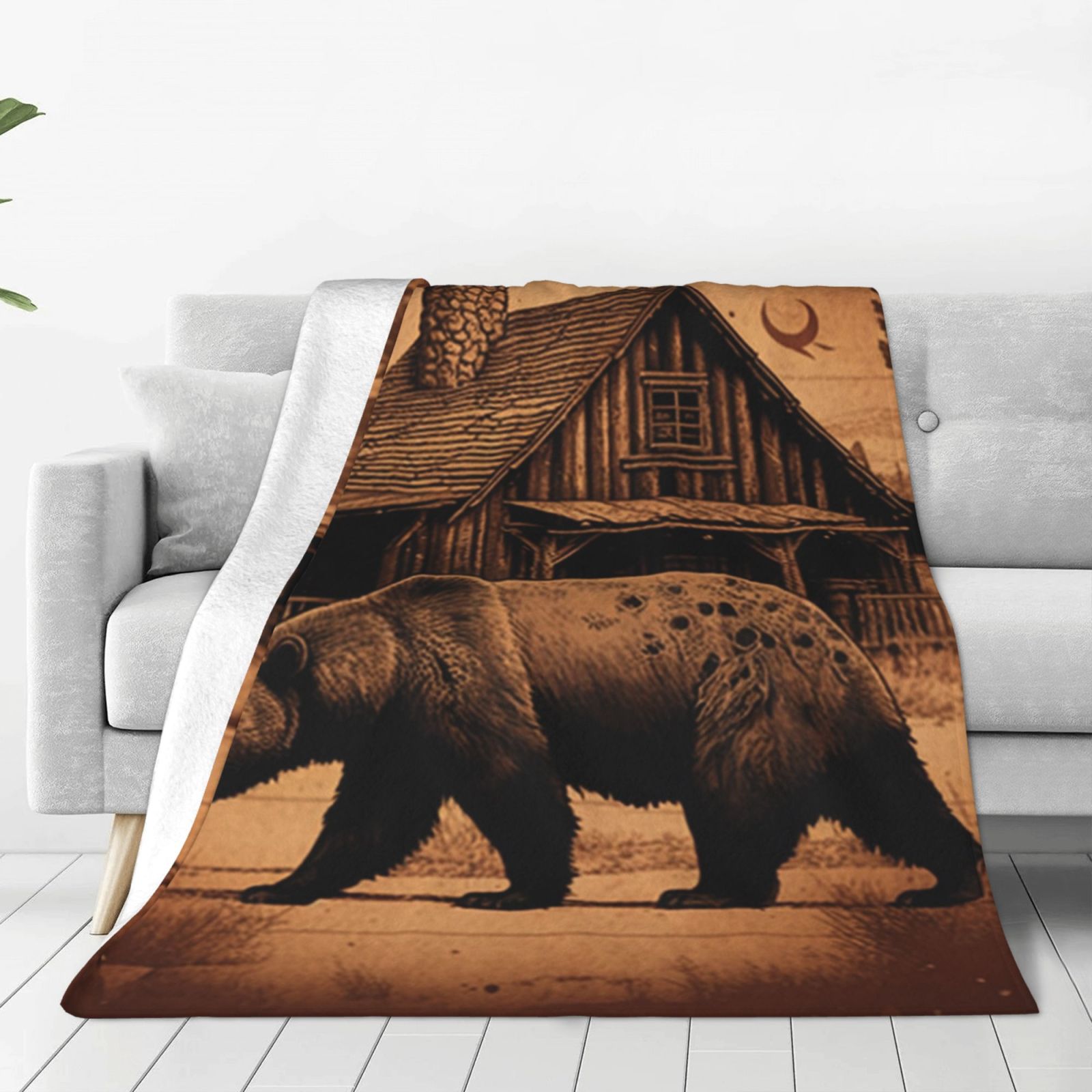 Rustic Lodge Cabin Bear Southwestern Vintage Throw Blanket Decorative ...