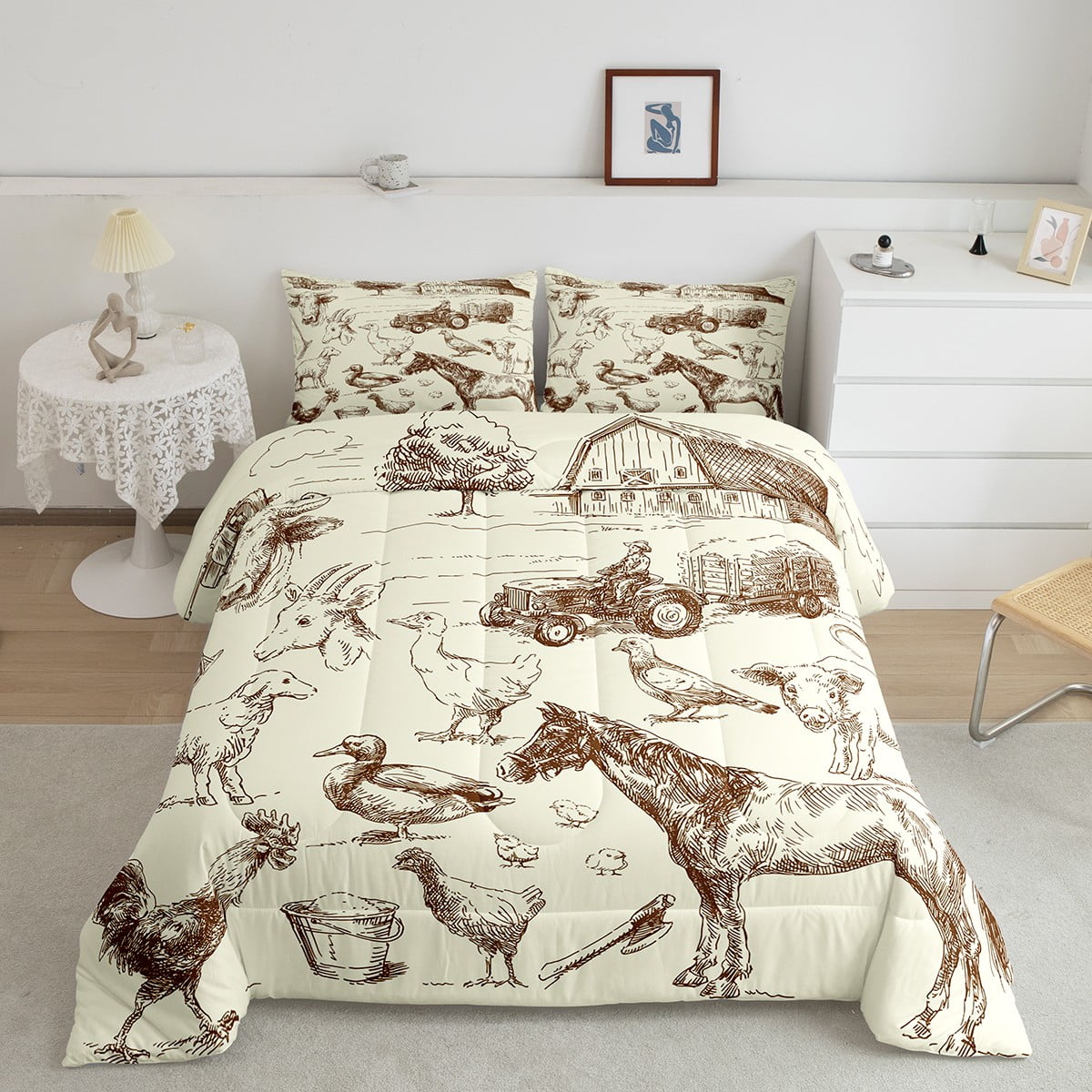 Rustic Lodge Cabin Bedding Twin Vintage Farmhouse Comforter Set, Farm ...