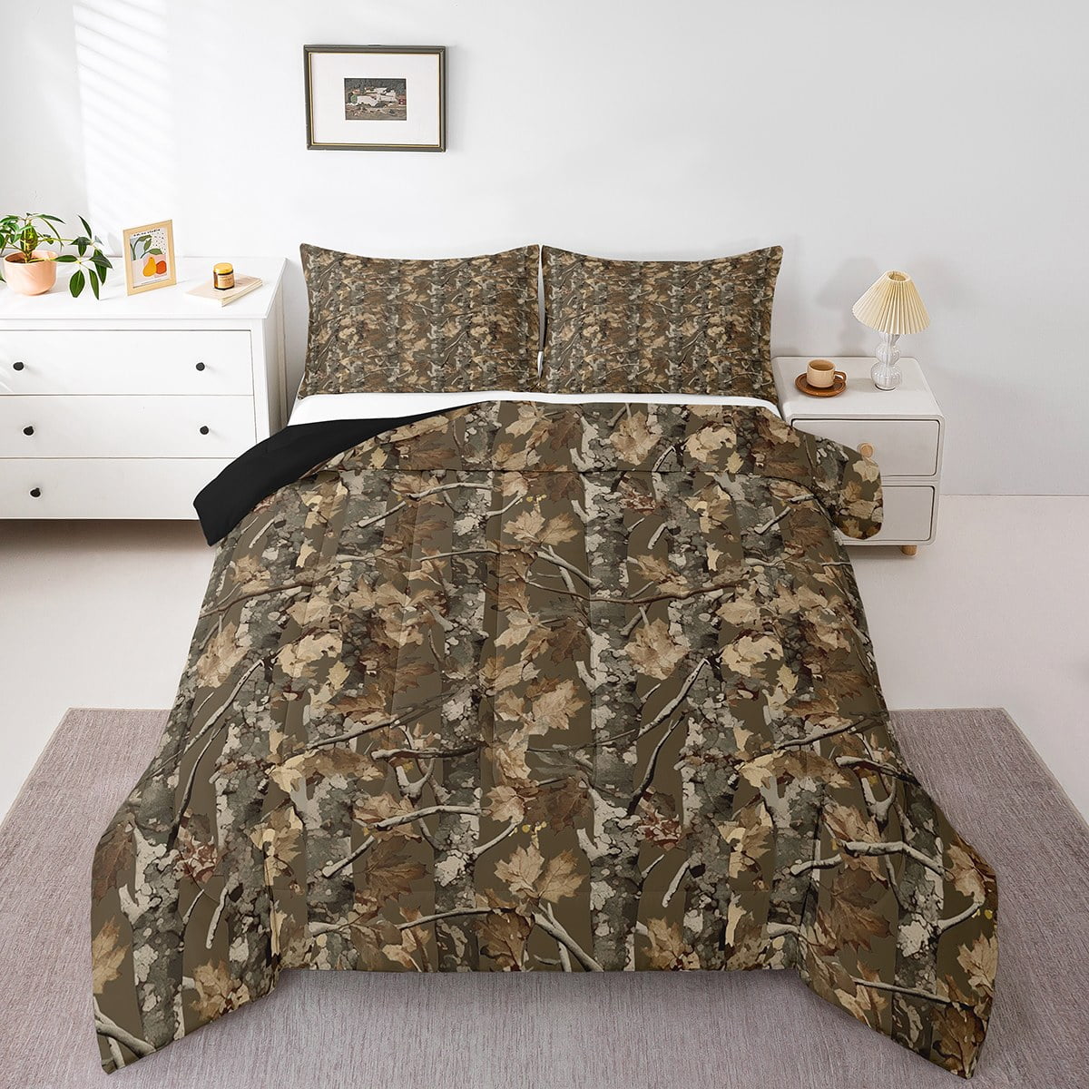 Rustic Lodge Comforter Set,Farmhouse Woods Brown Camouflage Camo ...