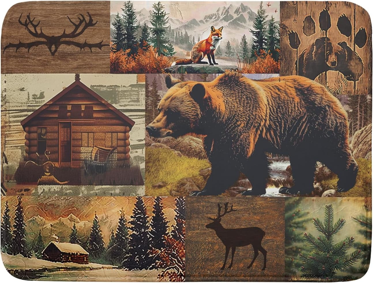Rustic Lodge Dish Drying Mat 18x24 Inches, Forest Bear Moose Fox ...