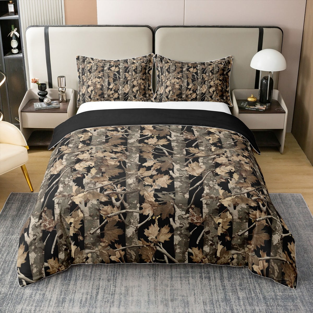 Rustic Lodge Full Size Cotton Duvet Cover,Farmhouse Woods Black ...