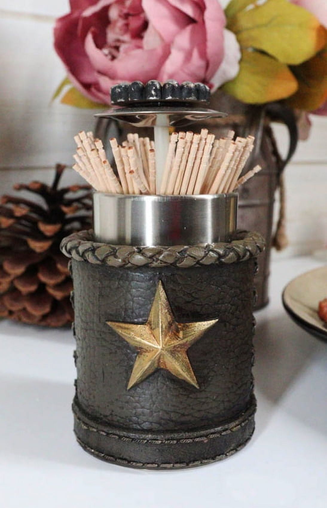 Rustic Lone Western Star Cowboy Sheriff Toothpick Holder With Spring ...