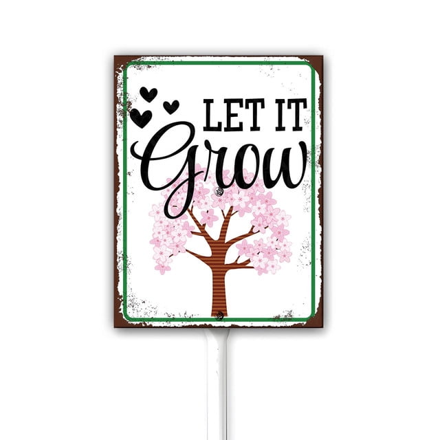Rustic Look Style Let it Grow Metal Yard Signs Garden Accessories Funny ...