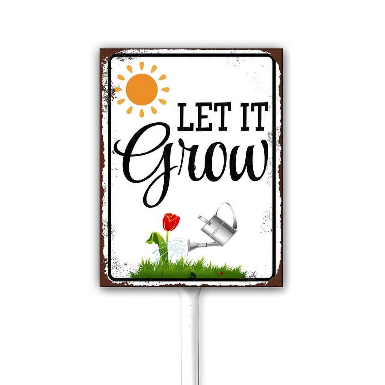 Rustic Look Style Let it Grow Metal Yard Signs Garden Accessories Funny ...