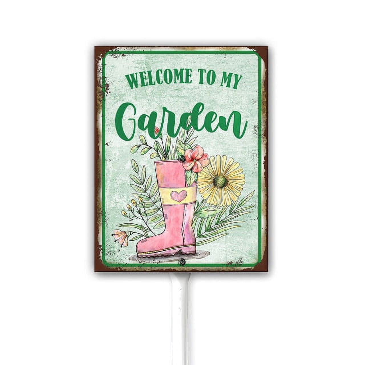 Rustic Look Style Metal Yard Signs Welcome To My Garden Retro Garden ...