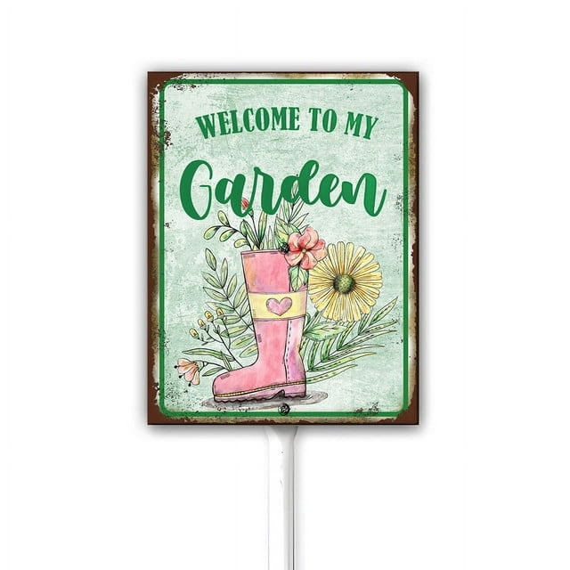 Rustic Look Style Metal Yard Signs Welcome To My Garden Retro Garden ...