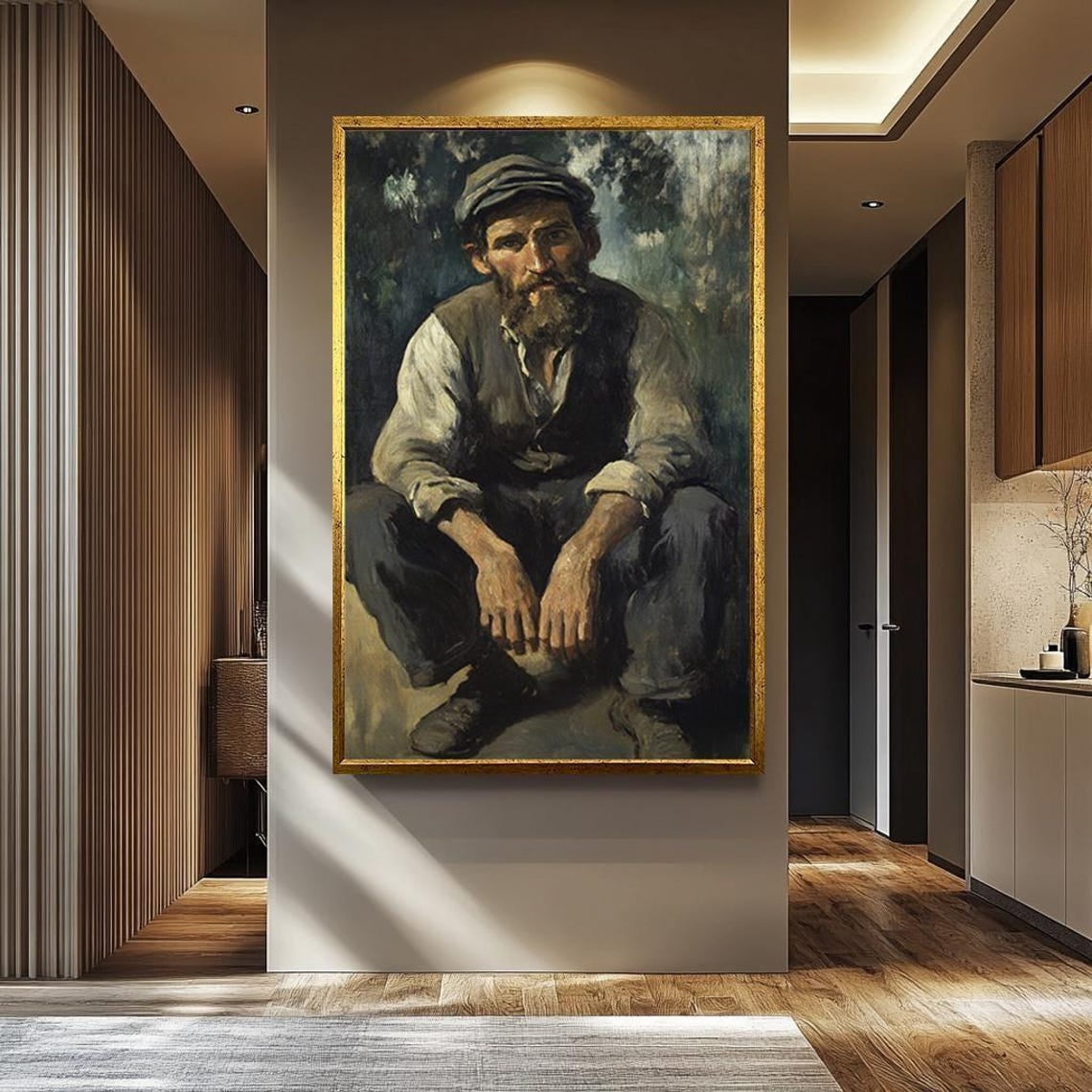 Rustic Man Portrait in Paul Cezanne Style Vintage Figurative Art ...