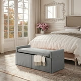 Rustic Manor Maurice Linen Storage Bench, Light Grey - Walmart.com