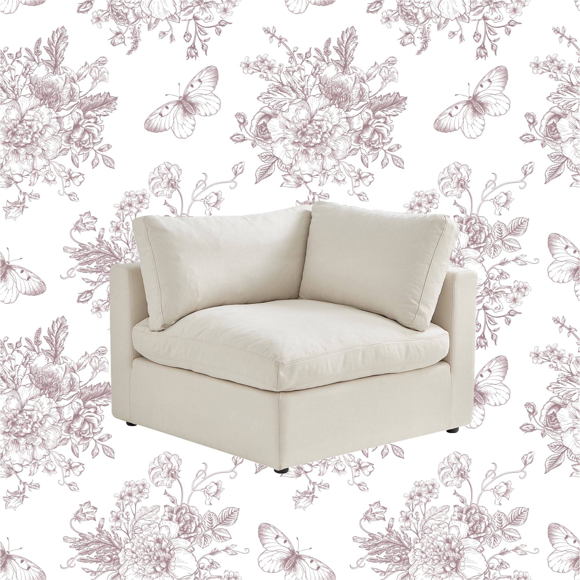 Rustic Manor Saniyah Cream White Linen Modular Corner Sofa Seat ...