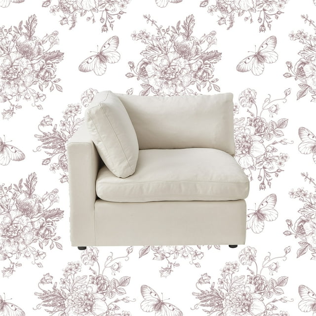 Rustic Manor Saniyah Cream White Linen Modular Left Arm Sofa Seat ...