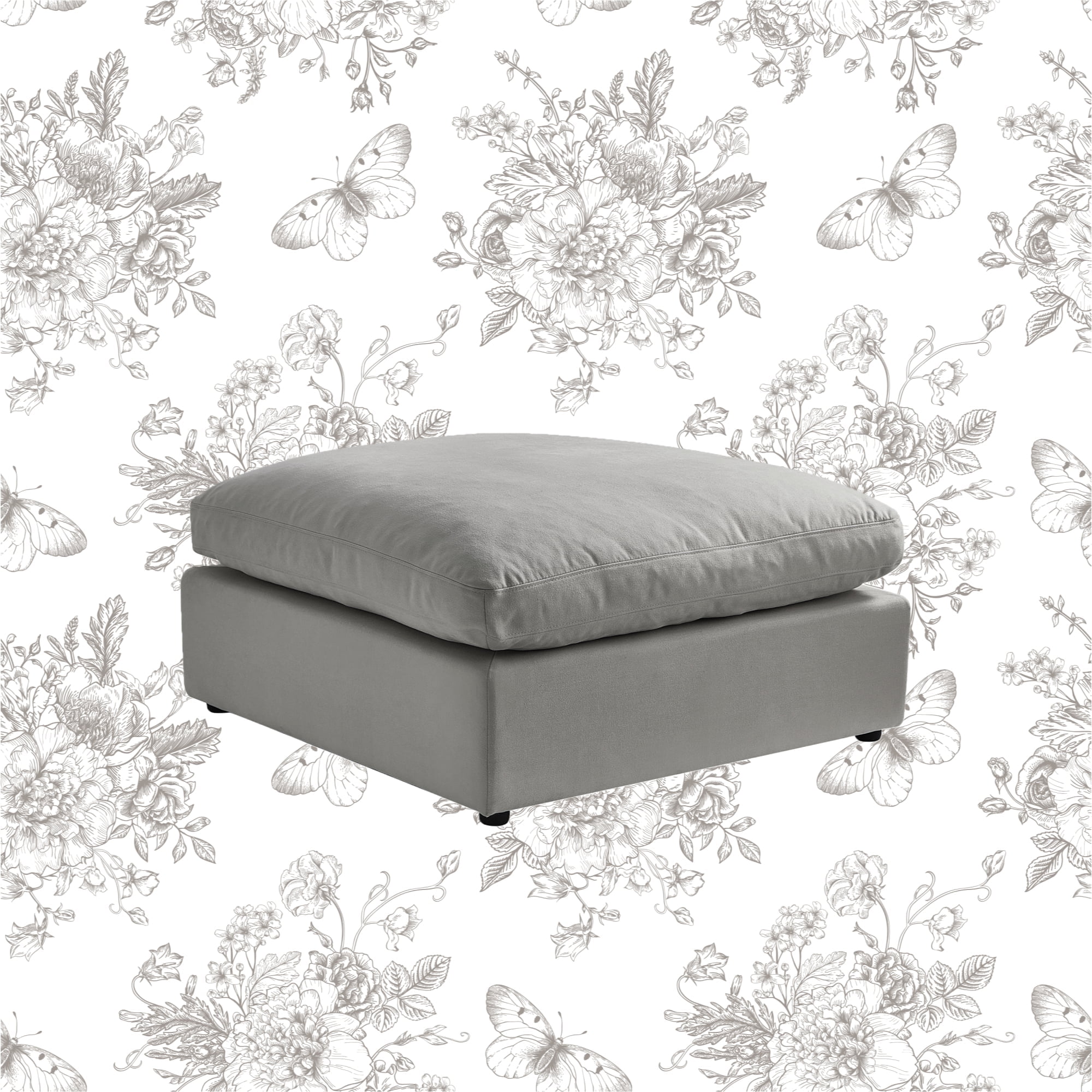 Rustic Manor Saniyah Grey Linen Ottoman - Walmart.com