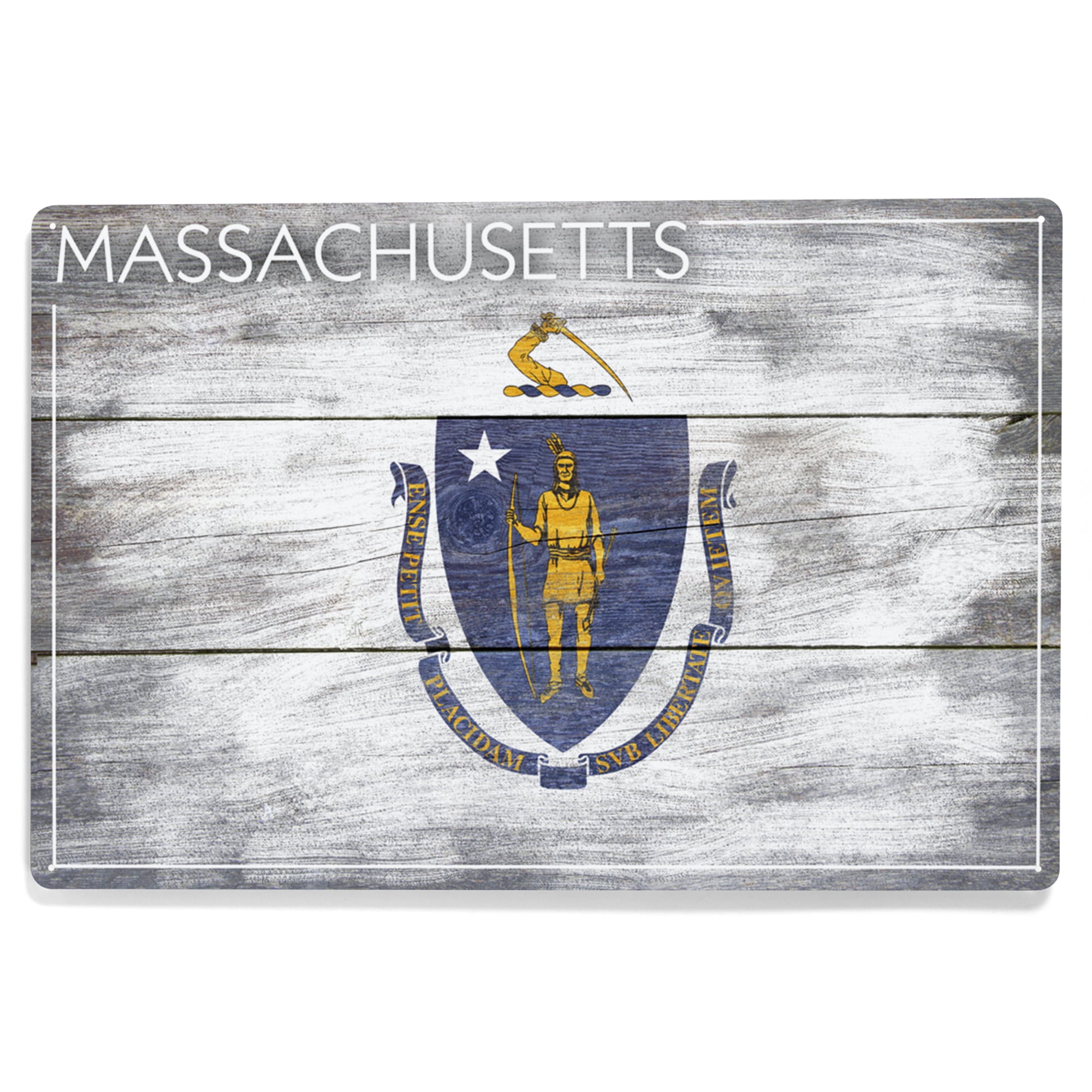 Rustic Massachusetts State Flag (12x18 Aluminum Art, Indoor Outdoor ...