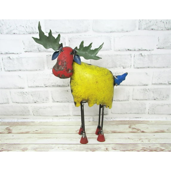 Rustic Medium 13" Tall Repurposed Scrap Metal Moose Statue Home Farm ...