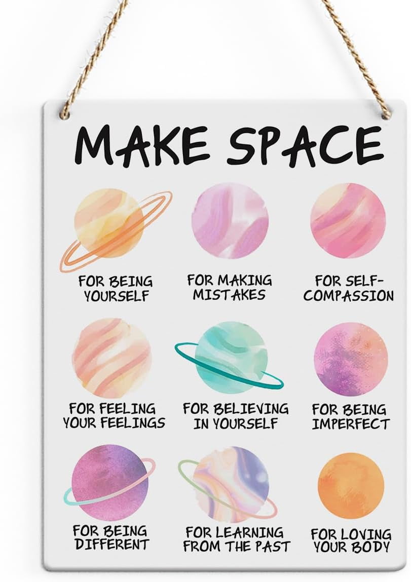 Rustic Mental Health Positive Affirmations Wood Decor Sign, Make Space ...