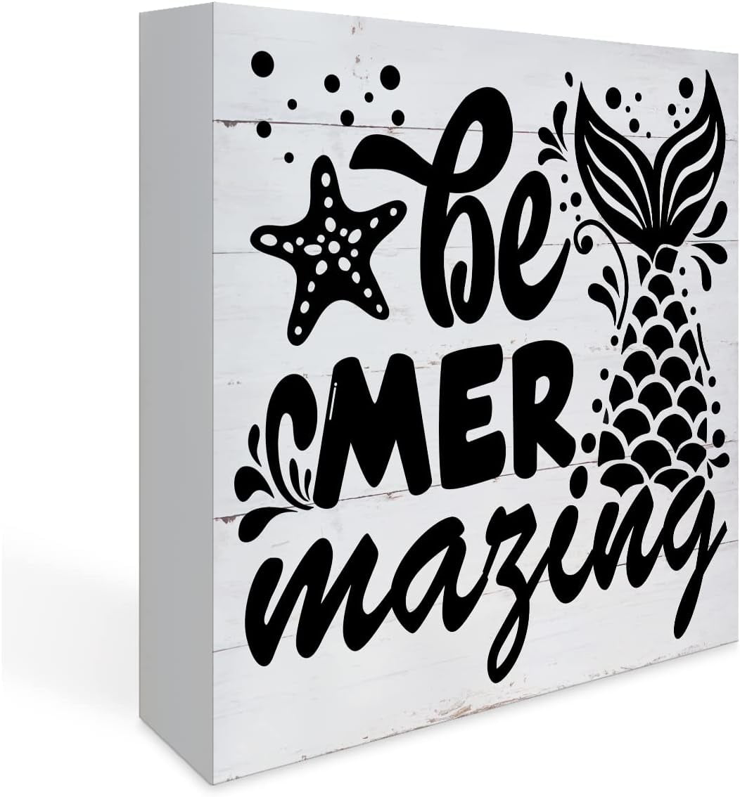 Rustic Mermaid Theme Wood Box Sign Farmhouse Summer Artwork Decor ...