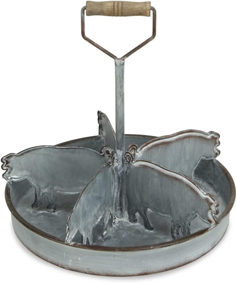 Rustic Metal 5 Slot Tray with Pig Dividers Gray - Walmart.com