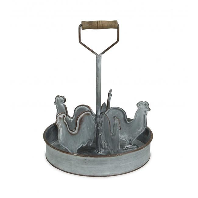 Rustic Metal 5 Slot Tray with Rooster Dividers, Gray - Walmart.com