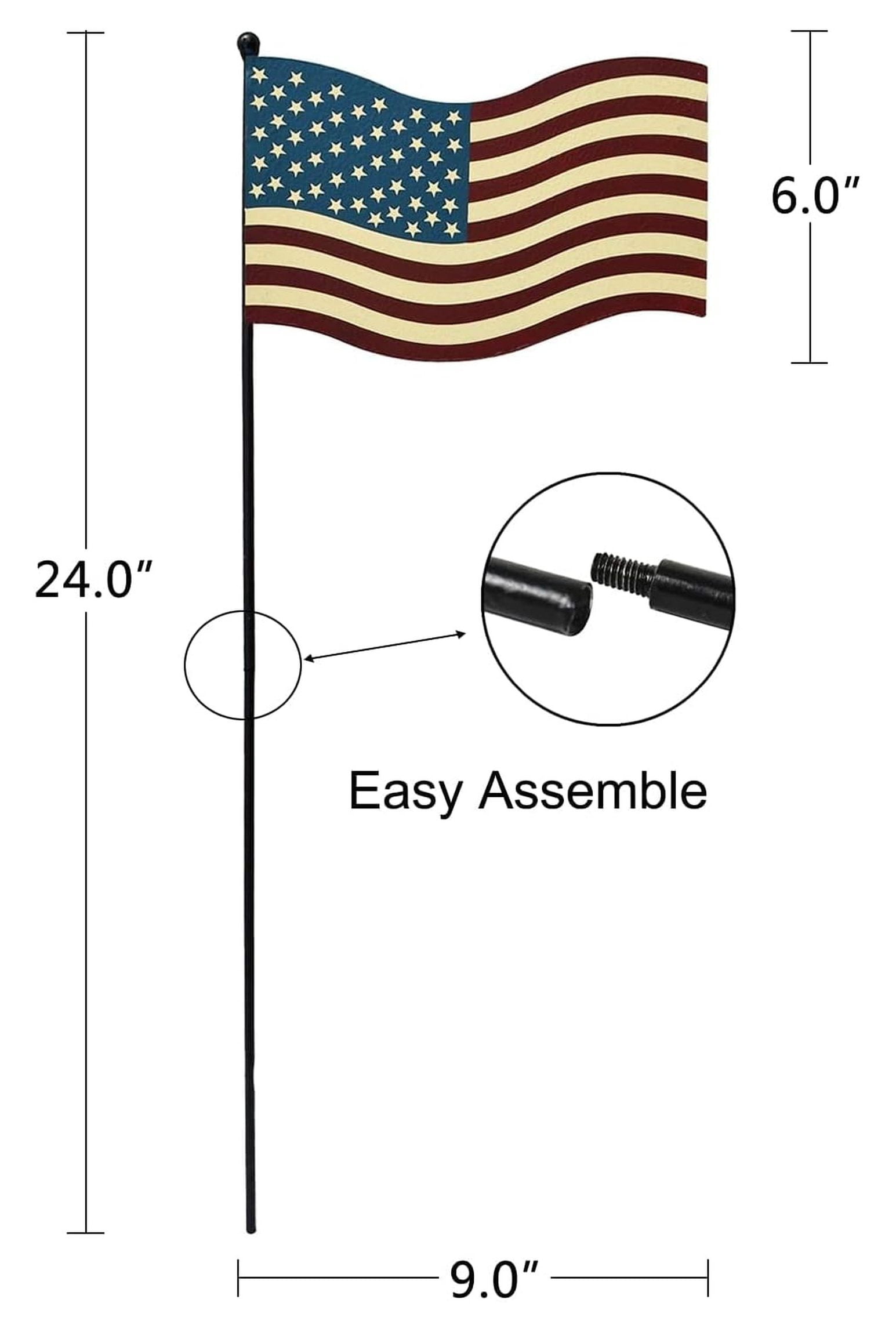 Rustic Metal Antique American Flag Garden Stake Rustic Patriotic Stake ...