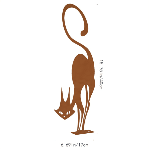 Rustic Metal Cat Garden Ornament – Wrought Iron Halloween Fence ...