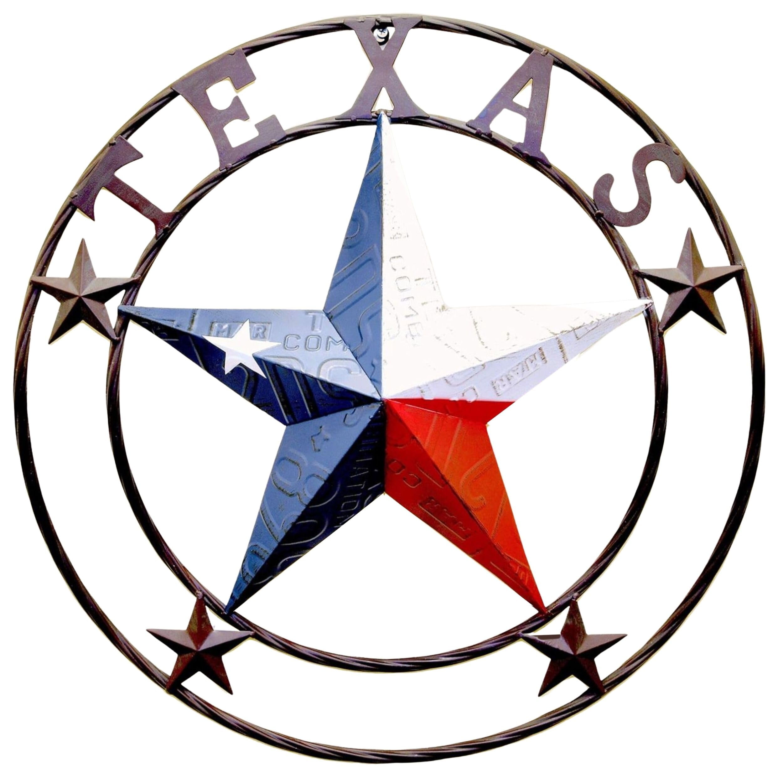 Rustic Metal Circle Texas License Plate Circle Star Wall Hanging ...