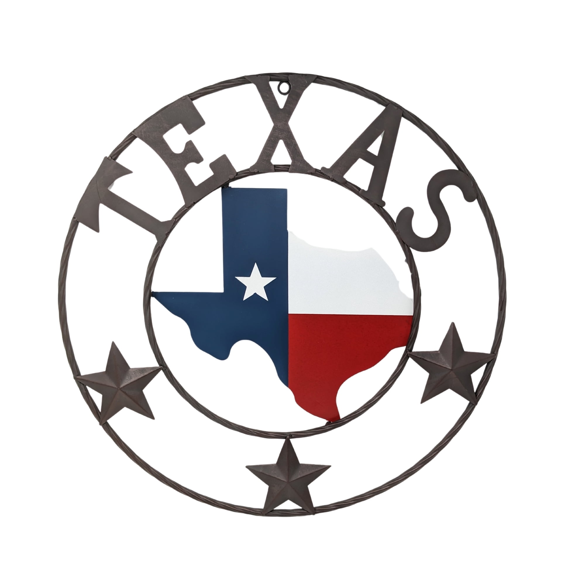 Rustic Metal Circle Wall Hanging Art Decor Welcome Sign Plaque Texas ...