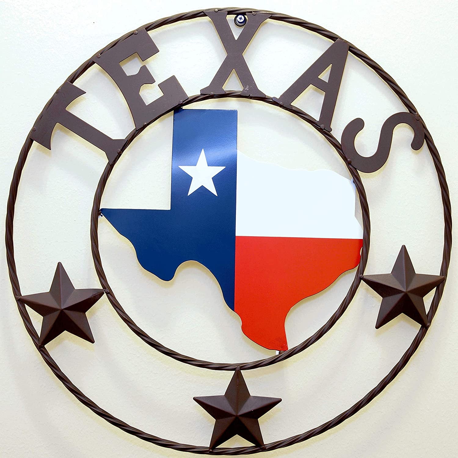 Rustic Metal Circle Wall Hanging Art Decor Welcome Sign Plaque Texas MAP flag - Walmart.com