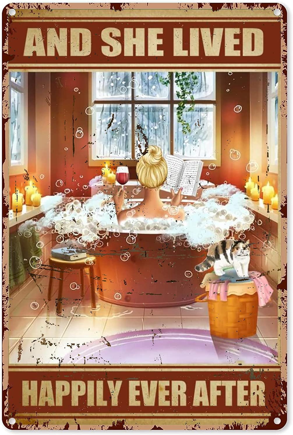 Rustic Metal Decor Metal Sign And She Lived Happy Ever After Retro ...