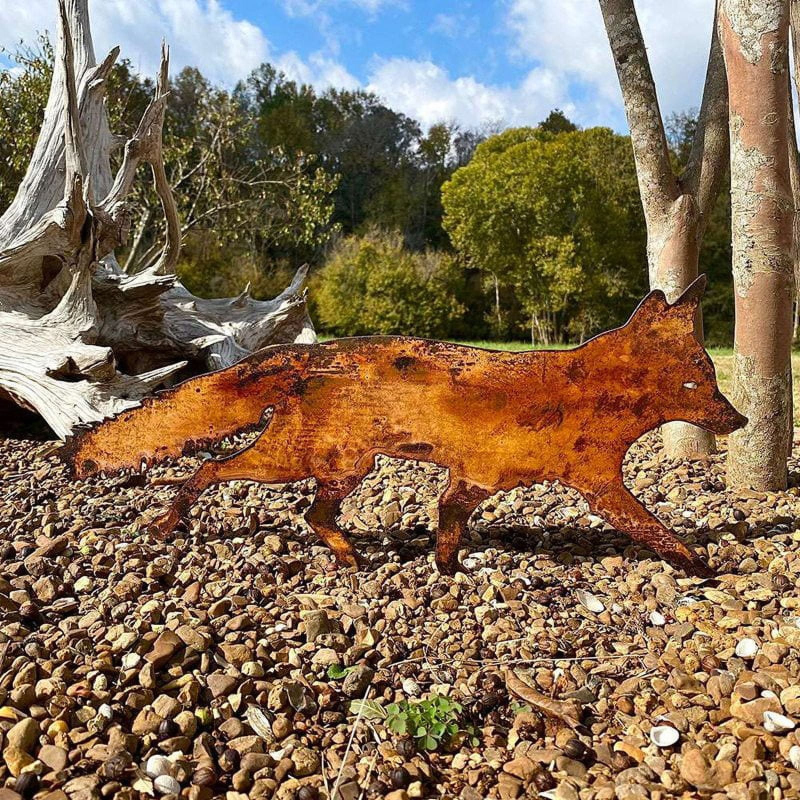 Rustic Metal Fox Garden Decoration with Stakes- Animals Yard Gift for ...